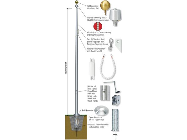 30' Internal Flagpole - Aluminum (GS) • Flagsource Unlimited